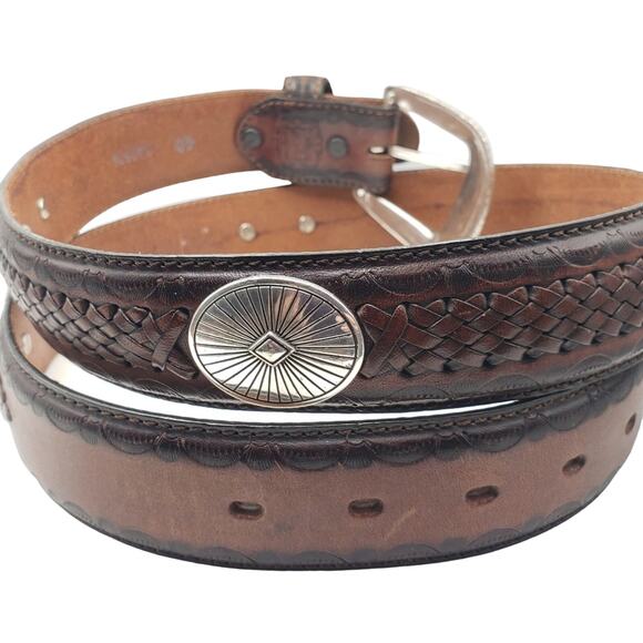 Tony Lama | Accessories | Tony Lama Dark Brown Tooled Leather Belt ...